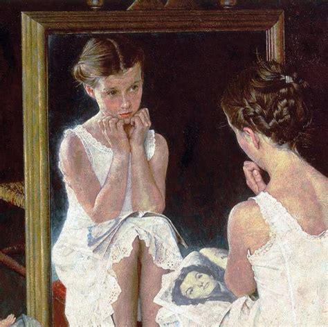 Norman Rockwell Girl At Mirror Detail 1954 Girl At Mirror By Norman