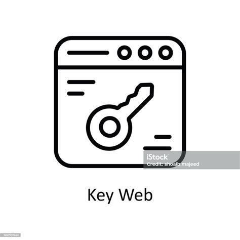 Key Web Vector Outline Icon Design Illustration Cyber Security Symbol