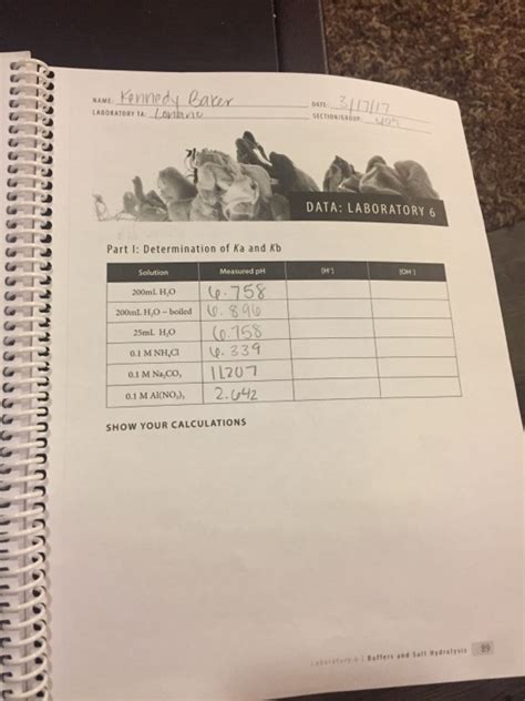 Solved Determination Of Ka And Kb Show Your Calculations Chegg Com