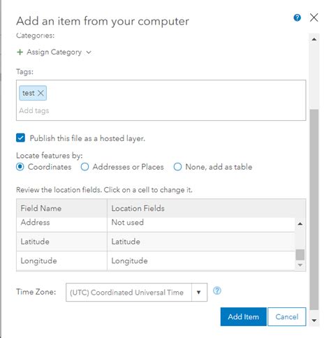 Solved Using Xy Coordinates When Uploading Csv File Esri Community