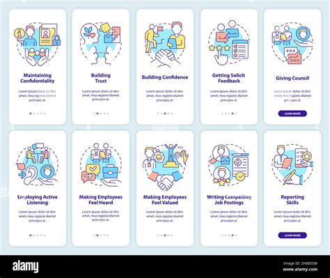 HR Skills Onboarding Mobile App Screen Set Stock Vector Image Art Alamy