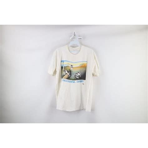Vintage Shirts Vintage 8s Mens Large Salvador Dali Salvador Dairy Funny Art Tshirt White Usa