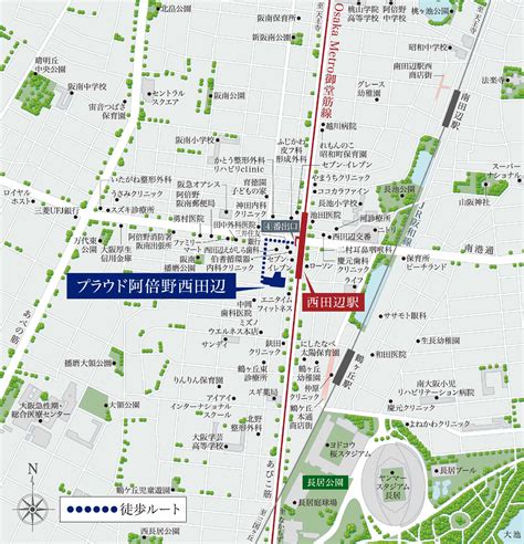 公式現地案内図プラウド阿倍野西田辺野村不動産 PROUD