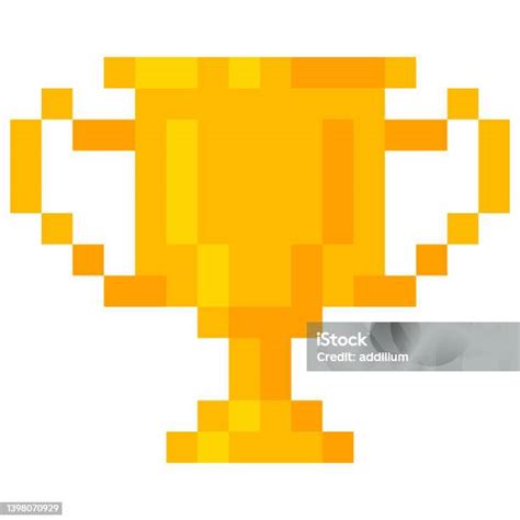 픽셀 골든 트로피 컵 플랫 만화 스타일 벡터 일러스트레이션 모자이크 처리에 대한 스톡 벡터 아트 및 기타 이미지 모자이크