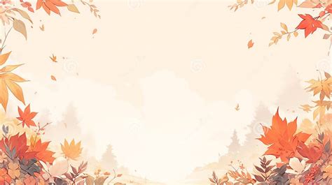 Autumn Background Cartoon Drawn Beautiful Maple Leaves Frame Boder With