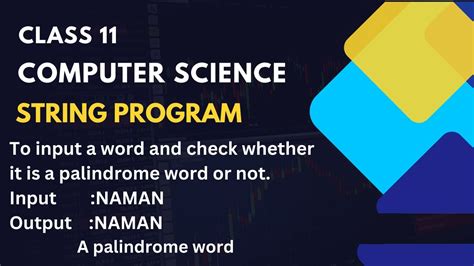 String Program To Check Palindrome Word Class 11 Computer Science