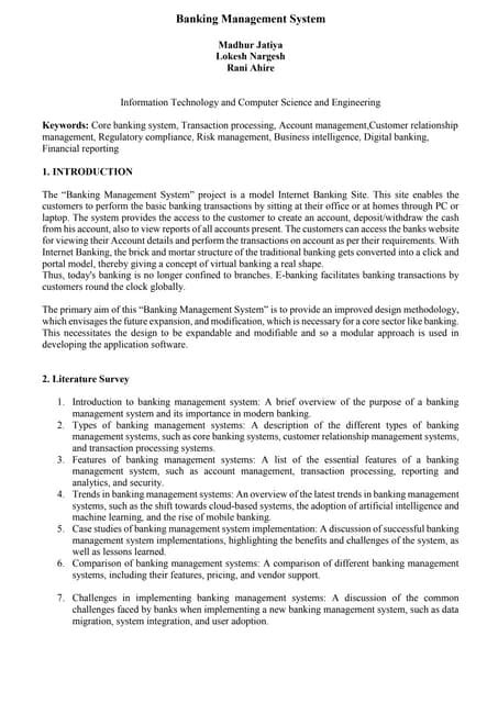 Banking Management System Synopsys Docx