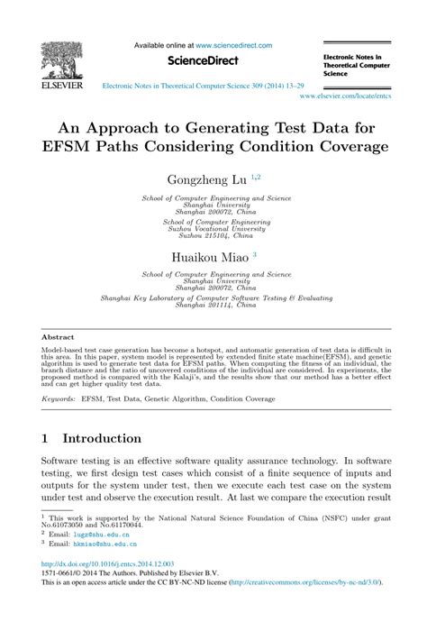 Pdf An Approach To Generating Test Data For Efsm Paths Considering Condition Coverage