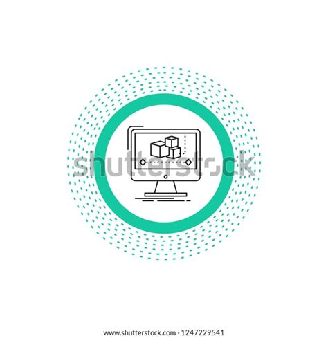 Animation Computer Editor Monitor Software Line Stock Vector Royalty