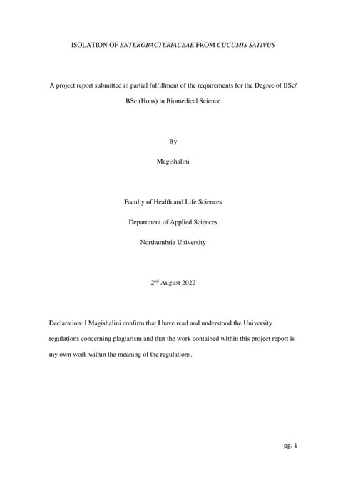Pdf Isolation Of Enterobacteriaceae From Cucumis Sativus