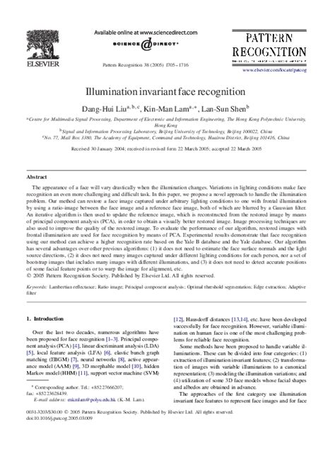 pdf robust face recognition under varied lighting