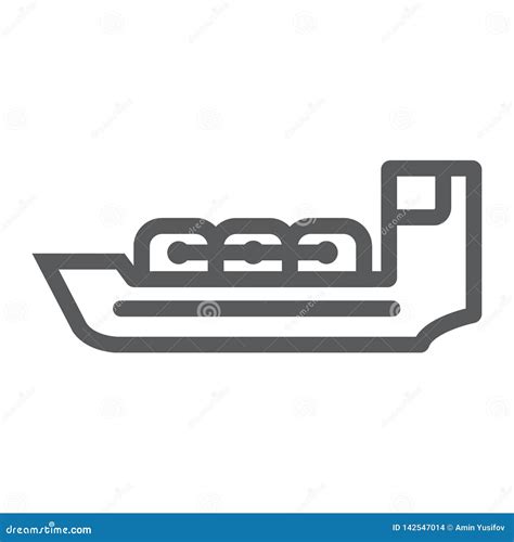Tanker Line Icon Boat And Ship Vessel Sign Vector Graphics A Linear Pattern On A White