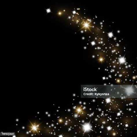 색종이 반짝이는 파도 검은 배경에 벡터 황금 반짝이는 혜성 꼬리입니다 벡터 검은색에 대한 스톡 벡터 아트 및 기타 이미지 검은색 곡선 금 금속 Istock