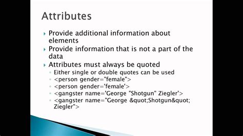 Xml Attributes Youtube