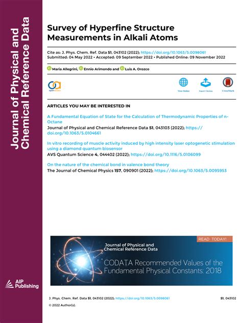 Pdf Survey Of Hyperfine Structure Measurements In Alkali Atoms