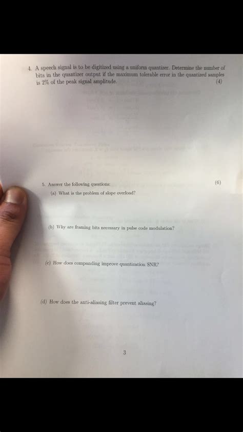 Solved A Speech Signal Is To Be Digitized Using A Uniform