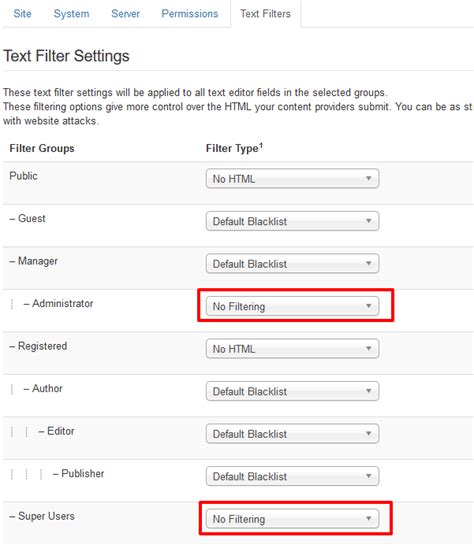 how to stop joomla filtering editor s html code