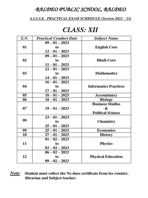 aissce practical datesheet pdf