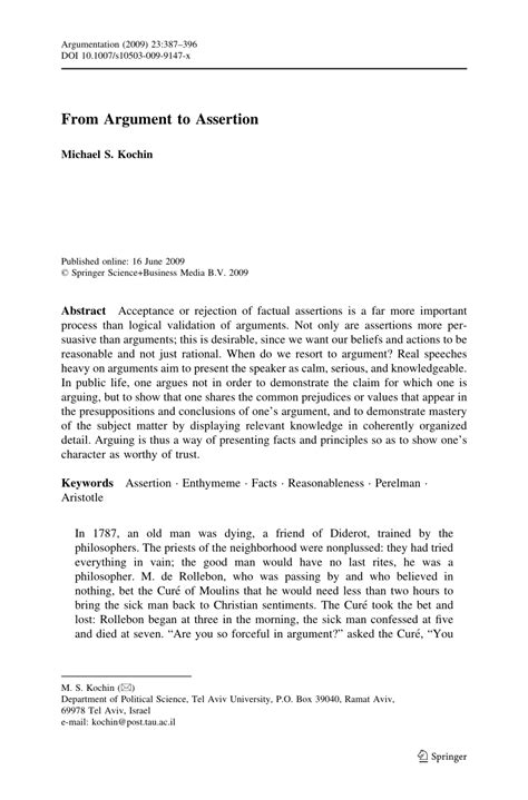 Pdf From Argument To Assertion