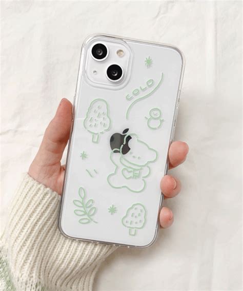귀여운 토끼 겨울 심플 캐릭터 아이폰 13 12 11 Mini Pro Max X Xs 6 7 8 갤럭시 S20 Plus Z플립 젤하드 투명 젤리 핸드폰 케이스 에이블리