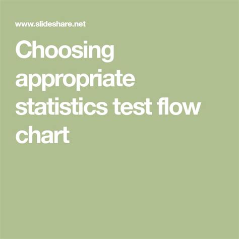 Choosing Appropriate Statistics Test Flow Chart Flow Chart Flow Statistics