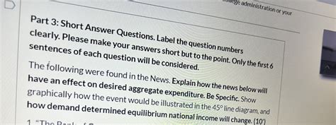 Solved Part 3 Short Answer Questions Label The Question