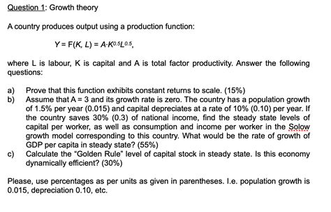 Solved A Country Produces Output Using A Production Chegg Com