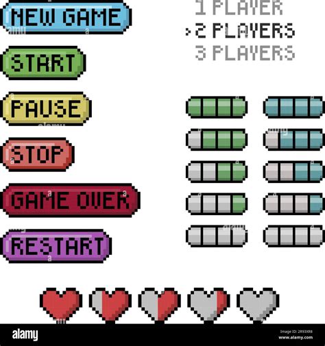 Set Of Video Game Elements Pixel Art 8 Bit Style Stock Vector Image Art Alamy