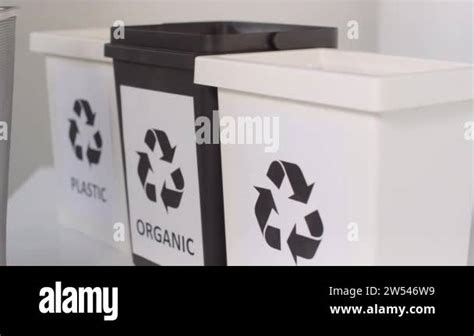 Process Of Sorting Garbage In Sorting Containers For Recycling Stock Video Footage Alamy