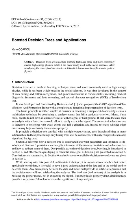 Pdf Boosted Decision Trees And Applications