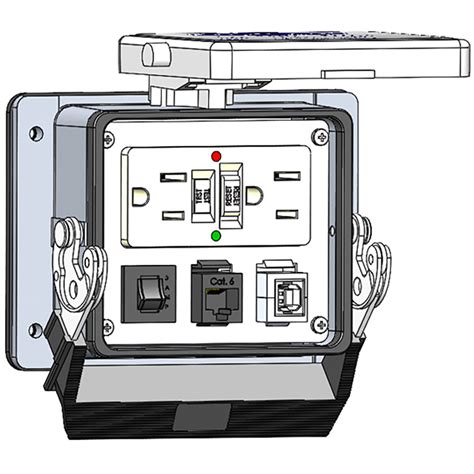 Mencom GF RJ45 USB BFAF R 32 Panel Interface Connector GFCI Duplex Outlet RJ45 USB BFAF 3A Reset