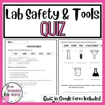 Lab Safety Science Safety Tools Quiz By Your Resource Bestie