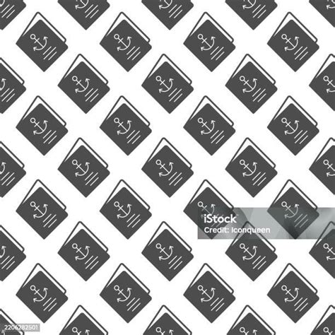 바다 여권 단단한 완벽 한 패턴 해양 항구 테마 벡터 그래픽입니다 배경이 있는 바다 닻 기호가 있는 개인 문서 반복 글리프 아이콘 Geopolitics에 대한 스톡 벡터