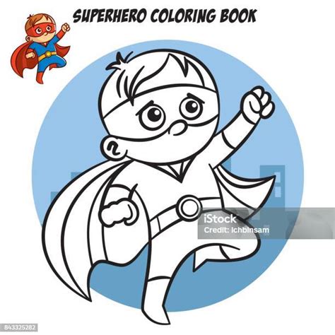 슈퍼 히어로 색칠입니다 흰색 배경에 고립 된 만화 캐릭터 아이에 대한 스톡 벡터 아트 및 기타 이미지 아이 초영웅 컬러링 북 페이지 일러스트레이션 기법 Istock