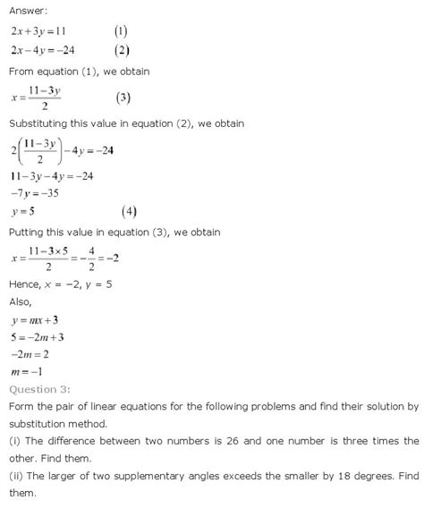 Pair Of Linear Equations In 2 Variables Class 10 Maths Ncert Solutions