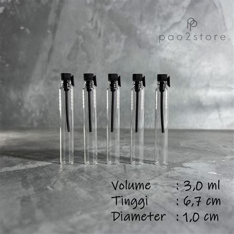 Jual Vial 3ml Botol Tester Sample Parfum Kaca Model Stik Panjang Lidi Tutup Hitam Shopee