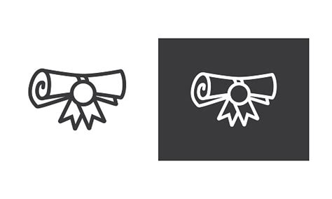 디플로마 롤 아이콘은 얇은 선 윤곽선 및 스트로크 스타일로 표시되어 있습니다 가득 찬에 대한 스톡 벡터 아트 및 기타 이미지 가득 찬 고대의 공부 Istock