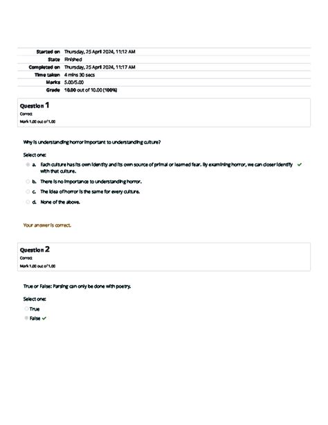 Self Quiz Unit 3 Unit 3 Self Quiz Started On Thursday 25 April 2024 11 12 Am State