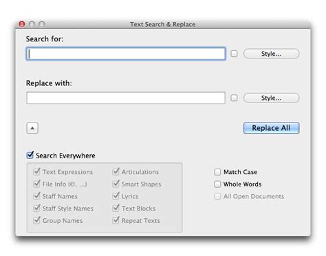Text Search And Replace Dialog Box