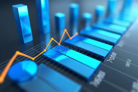 3d Bar Graph And Line Chart On Light Blue Background Representing Business Analytics Data Trends