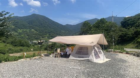 블랙독 원터치 텐트 첫 피칭 전북 순창 회문랜드 캠핑장에서 산멍 여름 보양식 백숙 만들어먹기 Youtube
