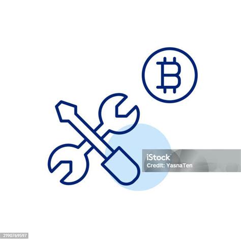 렌치와 드라이버 도구 및 비트 코인 기호 암호화폐 거래 및 서비스 완벽한 픽셀 편집 가능한 획 아이콘 가격에 대한 스톡 벡터 아트 및 기타 이미지 Istock