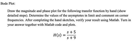 Solved Draw The Magnitude And Phase Plot For The Following Chegg Com