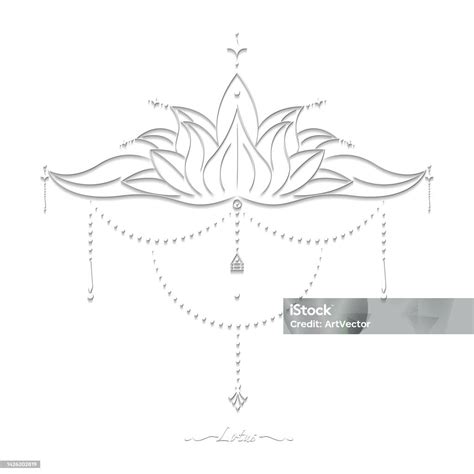 하얀 신성한 연꽃 양식화 된 꽃 장식품 라인 아트 로고 보호 디자인 요가 스파 뷰티 살롱 화장품 휴식 브랜드 스타일의 꽃 상징 흰색 배경에 격리된 벡터 로고에 대한 스톡