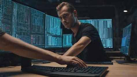 premium ai image programming background with person working with codes on computer