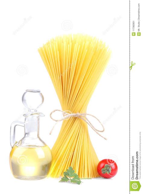 Spaghetti With Cherry Tomatoes And Olive Oil Isolated Stock Image