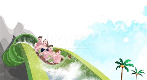 Spai220 프리진 일러스트 여름 시즌 계절 청량 밝음 물 수영장 워터파크 놀이기구 풍경 물놀이 여름풍경 여행 피서 힐링 시원한 바캉스