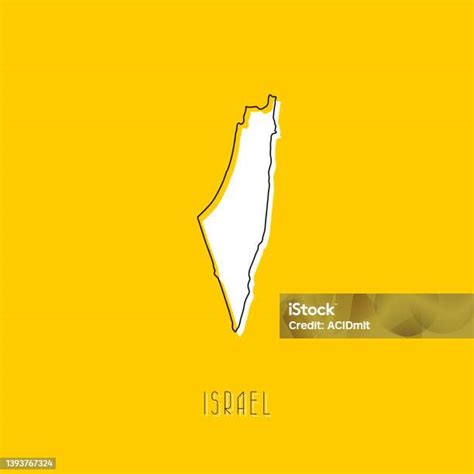 노란색 배경에 검은 색 윤곽선이있는 흰색 이스라엘 국가지도 간단한 지리적 영역 템플릿 개념 벡터 일러스트레이션은 쉽게 편집하고 사용자 정의 할 수 있습니다 Eps10 0명에