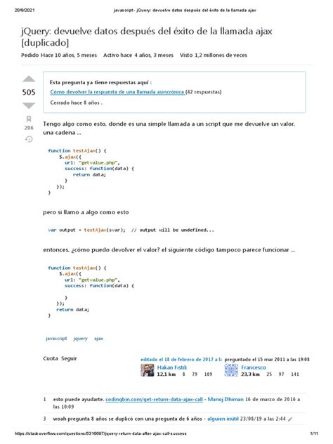 Javascript Jquery Devuelve Datos Después Del Éxito De La Llamada