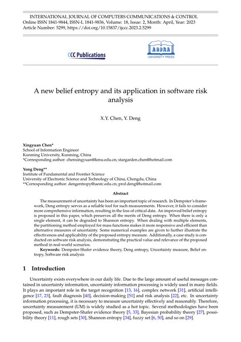 Pdf A New Belief Entropy And Its Application In Software Risk Analysis